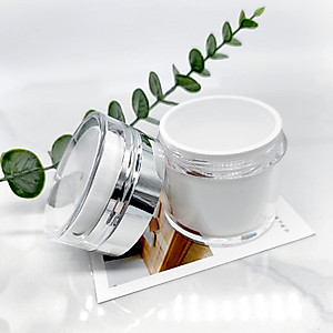 Medsuo Portable 50ml Vacuum Press Pump Bottle Airless Travel Pump Dispenser Leak Proof Refillable Empty Squeeze Cosmetic Jars Acrylic Cream Container (White)