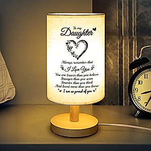 SOUHONEY Daughter Gifts from Mom Dad Table Lamp - Best Birthday Gifts for Daughter Fabric Wooden Desk Lamp - Christmas Gifts for Bedroom Living Room Graduation Season Gifts for Daughter