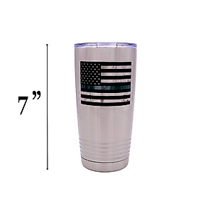 Rogue River Tactical Thin Green Line Flag Large 20 Ounce Stainless Steel Travel Tumbler Mug Cup Military Federal Law Enforcement Border Patrol Game Warden Park Ranger
