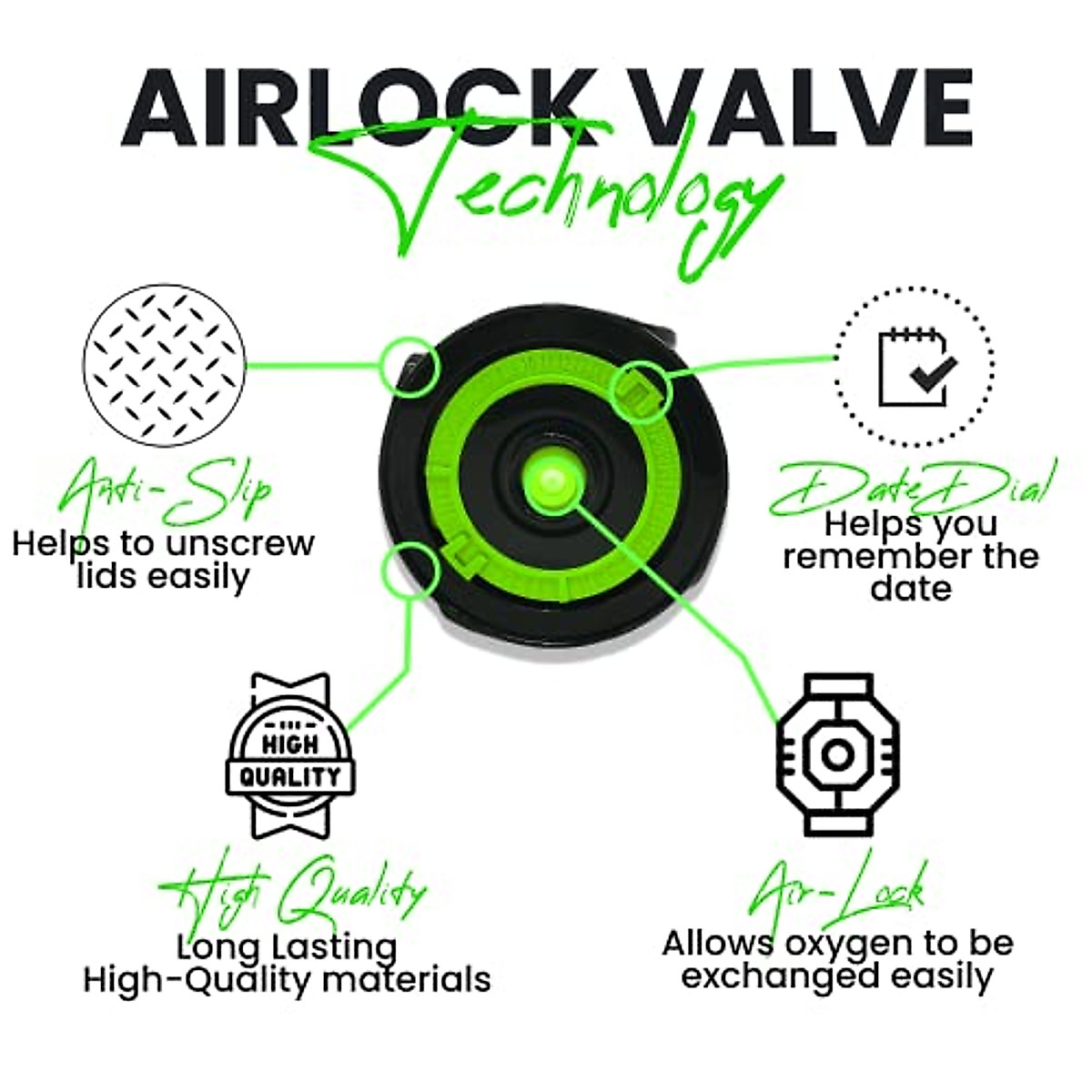 Burp Lids 12 Pack Curing Kit - Fits All Wide Mouth Mason Jar Containers - A Home Harvesting Essential. 12 lids + extraction pump. Vacuum sealed for successful cure.