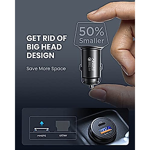 USB C Car Charger 54W iPhone Car Charger Adapter [Mini&Metal] AINOPE USB Car Charger Fast Charge PD36W&QC3.0 Car Phone Charger Fast Charging for iPhone 14 Pro Max Plus 13 12 Samsung S23/22/21 Pixel