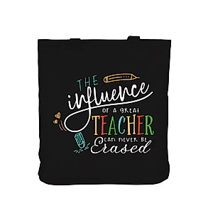 ELEGANTPARK Funny Teacher Gifts for Women Teacher Appreciation Gifts from Students Birthday Graduation Valentines Day Christmas Gifts for Teacher Tote Bag Black Cotton Canvas with Interior Pocket