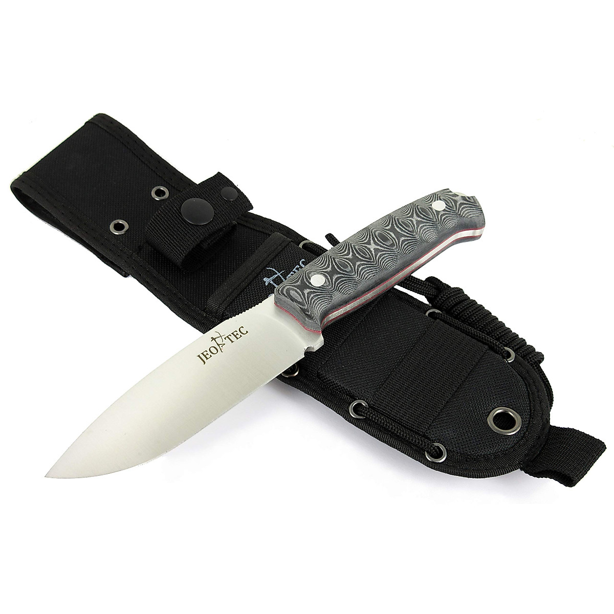 JEO-TEC nº3 Bushcraft Survival Knife | Full Tang Fixed Blade Outdoor Camping Utility Hunting Knife in Nylon Sheath | MOVA Steel | Gift for Him
