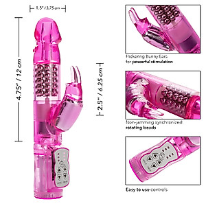 CalExotics Waterproof Jack Rabbit – Rabbit Vibrator With Rotating Shaft – Vibe Sex Toys for Couples – Adult Clitoral & G Spot Massager – Pink