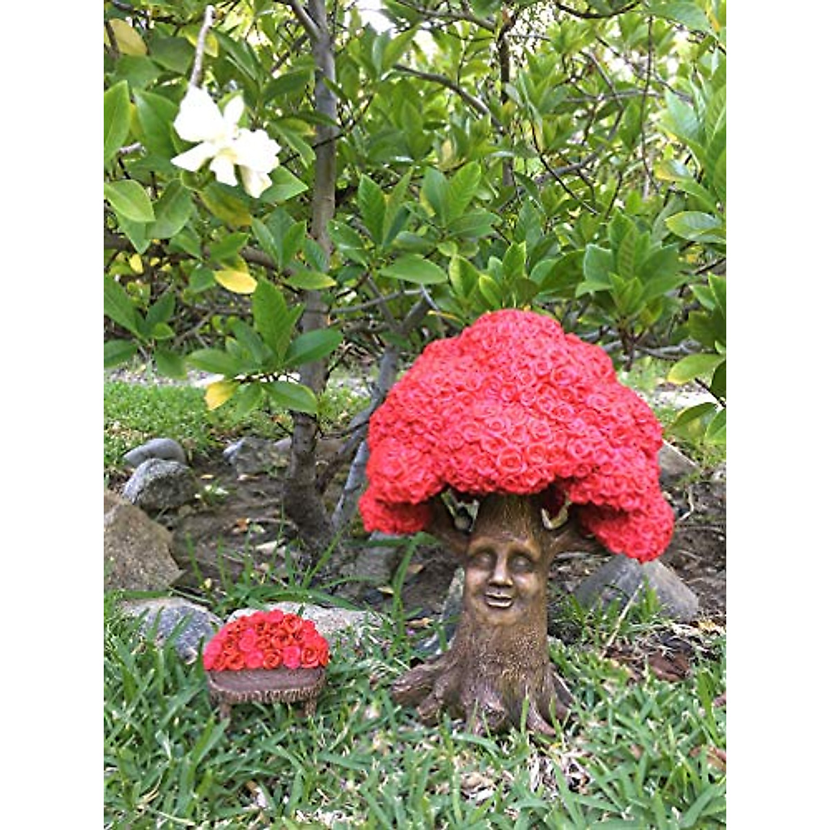 GlitZGlam Fairy Garden Miniature Tree: Mrs. Rose The Pink Rose Tree of Azar (9 Inch Tall) for The Garden Fairies and Gnomes - from The Beautiful Azarian Collection. A Fairy Garden Accessory