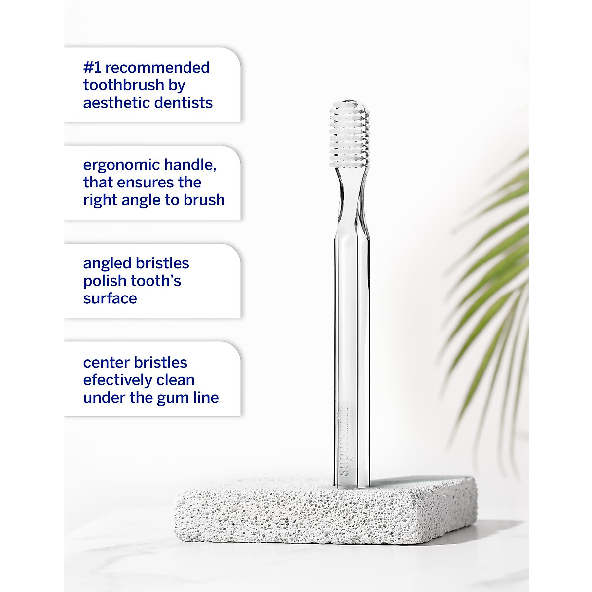 Supersmile New Generation Toothbrush w/ Patented 45° Soft Nylon Bristles - Whitening Tooth Brush w/ Ergonomic Handle Guarantees ADA Recommended Brushing Angle for Adults & Children (Clear)