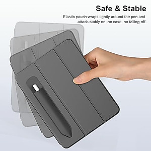 TiMOVO Pencil Holder Compatible with Apple Pencil Pro/Apple Pencil (USB-C)/Apple Pencil (1st & 2nd Gen), Elastic Pencil Pouch Adhesive Pen Sleeve Attached to iPad Case for Stylus, Dark Gray