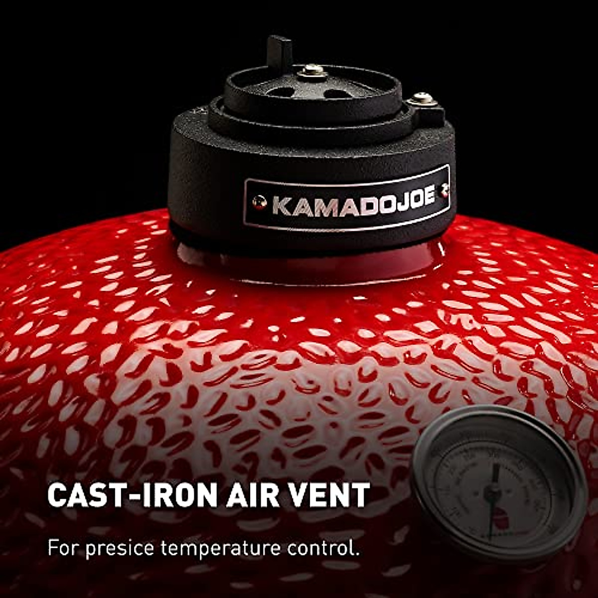 Kamado Joe KJ13RH Joe Jr. 13.5 inch Portable Charcoal Grill with Cast Iron Cart and Heat Deflectors, Blaze Red