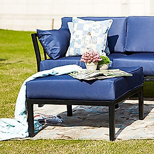 PatioFestival Conversation Set Outdoor Metal Furniture 4 Seats All-Weather Sectional Sofa Set with Cushioned for Garden,Lawn,Pool