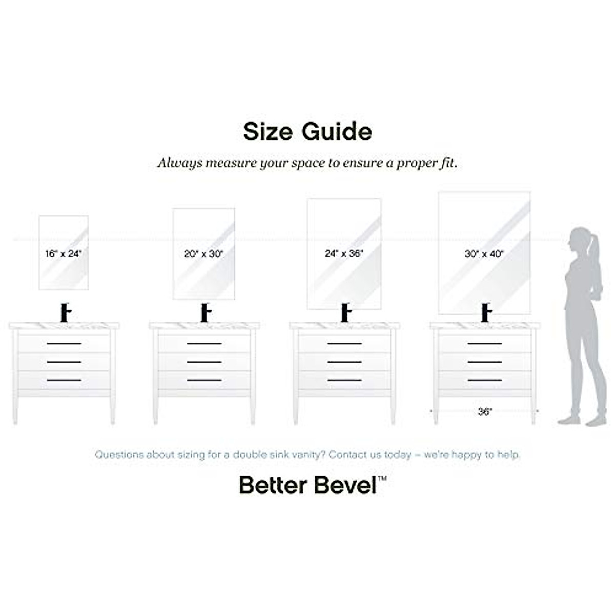 Better Bevel 30" x 40" Frameless Rectangle Bathroom Wall Mirror | Polished Edge