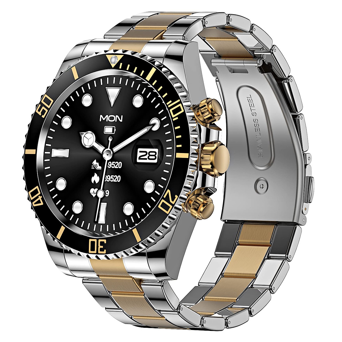 Smart Watch for Android Phones Answer Make Calls SMS Reminder Smartwatch Compatible iPhone Bluetooth Stainless Steel Fitness Watch Men Smart Watches for Men Reloj Inteligente