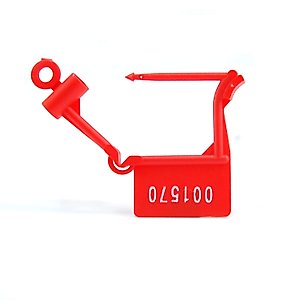 Leadseals(R) Plastic Security Padlock Seals Numbered Tamper Proof Disposable Self-Locking Plastic Medical Tags (Pack of 100 PCS) (Red)