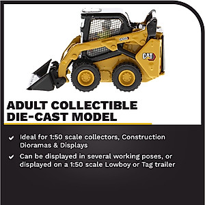 Diecast Masters 1:50 Caterpillar 242D3 Skid Steer Loader with Attachment Accessories | High Line Series Cat Trucks & Construction Equipment | 1:50 Scale Model Diecast Collectible | DM Model 85676