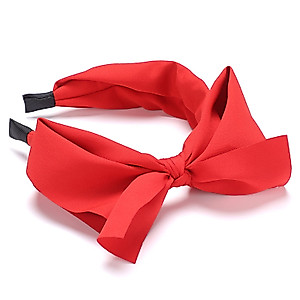 WantGor Bow Headbands for Women, Big Bowknot Hair Hoop, Hair Band Bows, Hair Accessories (Red, 1 Count Pack of 1)