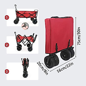 Outdoor Folding Utility Wagon Heavy Duty Shopping Push Wagon, Creative Outdoor Collapsible Wagon Cart, Garden Trolley with Seat Belt, Load-Bearing 100kg / 220lbs