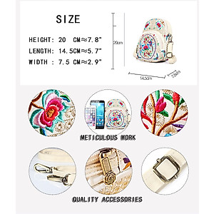 Canvas Crossbody Bag Cell phone Pouch Coin Purse for Women OR Girls Embroidery (HX15-Blue+Purple)