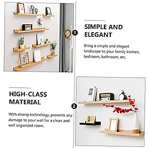 HOMOCONO Wooden Shelf Wall Mounted Shelf Wall Mount Shelves Multi-Function Floating Shelf Decorative Shelves Wall Hanging Shelf Farmhouse Floating Shelf Ledge Display Shelf Wall Stand Khaki