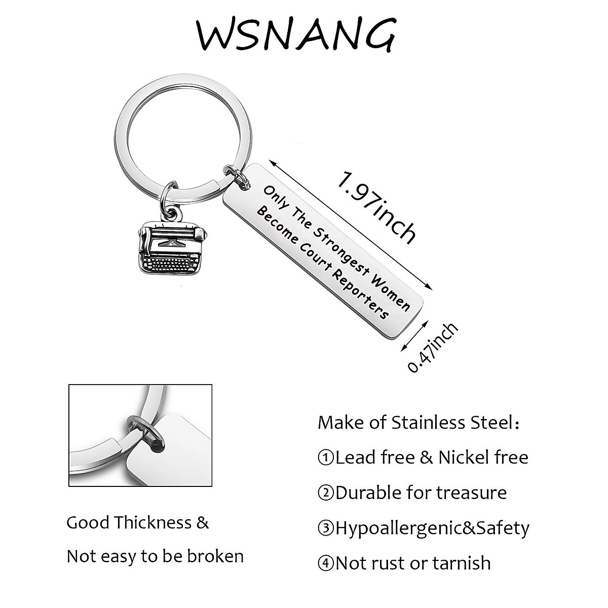 WSNANG Court Reporter Gift Only The Strongest Women Become Court Reporters Keychain Stenographer Gift (Court Reporters KC)