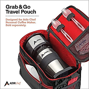 AdirChef Single Serve Mini Travel Coffee Maker & 15 oz. Travel Mug Coffee Tumbler & Reusable Filter for Home, Office, Camping, Portable Small and Compact (Green)