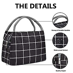 Homlouue Small Lunch Bag Insulated Adult Lunch Box Insulated Lunch Bags for Women Men Lunch Cooler Tote Bag for Work Picnic Outgoing (Black)