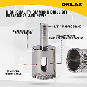 1 Inch Diamond Hole Saw Drill Bit Tiles, Glass, Fish Tanks, Marble, Granite Countertop, Ceramic, Porcelain Core Holesaw Drill Terra COTA Flower Pot Drain Holes DIY Size