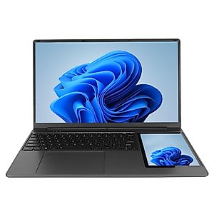 Acogedor Double Screen Laptop Extender, 15.6in UHD 16GB RAM 7in Touchscreen Laptop, for N5095 Quad Core CPU with 4 Threads, 2.9GHz Quad Core 7000mAh, for Win 11 (16+256G US Plug)
