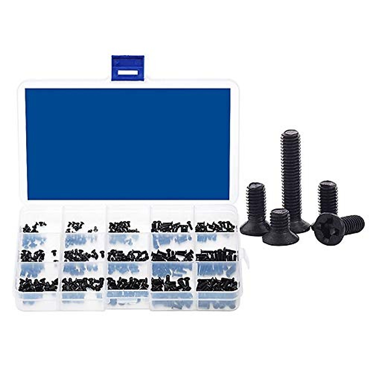 New 450Pcs Countersunk Flat Head Mini Screw Set M2 M2.5 M3 Carbon Steel for Computer Notebook for Laptop Screws Kit - (Black) SCRW-228356