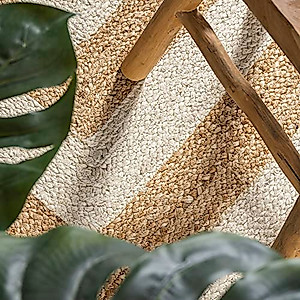 JONATHAN Y RNF111A-6R Piper Two-Tone Chevron Round Jute Indoor Area-Rug, Cottage, Modern, Vintage Easy-Washing,Bedroom,Kitchen,Living Room,Non Shedding, Black/Natural, 6' Round