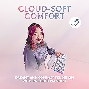 Logitech G713 Wired Mechanical Gaming Keyboard with LIGHTSYNC RGB Lighting, Linear Switches (GX Red), and Keyboard Palm Rest, PC and Mac Compatible - White Mist