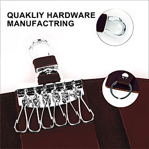 Tanmivvy Key Case Leather Key Holder Keychain Key Pouch Waist Hanging Key Protector, Key Organizer, With 6 Key Fob Hooks and A Removable Key Ring, Suitable for Men and Women (Coffee)