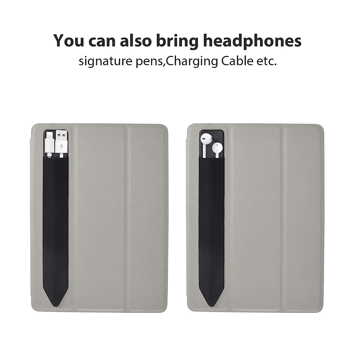 Doormoon Pencil Holder for iPad 2018 (6th Gen)/ iPad Air/ 9.7 / Pro 10.5"/12.9", Detachable Elastic Apple Pencil 2nd Gen Leather Sleeve Pocket Pouch (Black x 2)