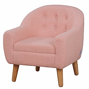 Small Toddler Sofa Chair/Kids Sofa Chair/Velvet Upholstered Kids Sofa Couch/Big Kids Couch with Wooden Legs for Children Gift (Pink)