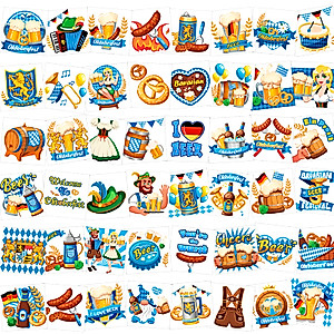 HOWAF 96pcs Oktoberfest Temporary Tattoos, Ein Prosit German Beer Festival Tattoo Stickers for Oktoberfest Party Decoration, Bavaria Flag Fake Tattoos for Oktoberfest Beer Festival Party Supplies