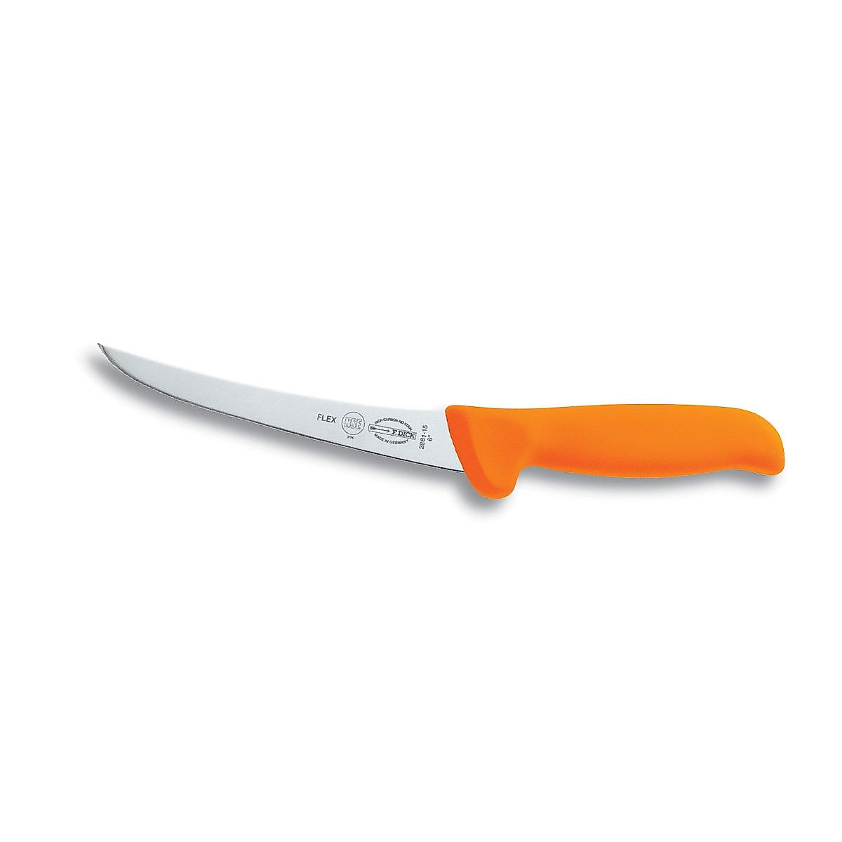UltraSource 449145 F. Dick Boning Knife, 6" Curved/Stiff Blade - Mastergrip Series Orange
