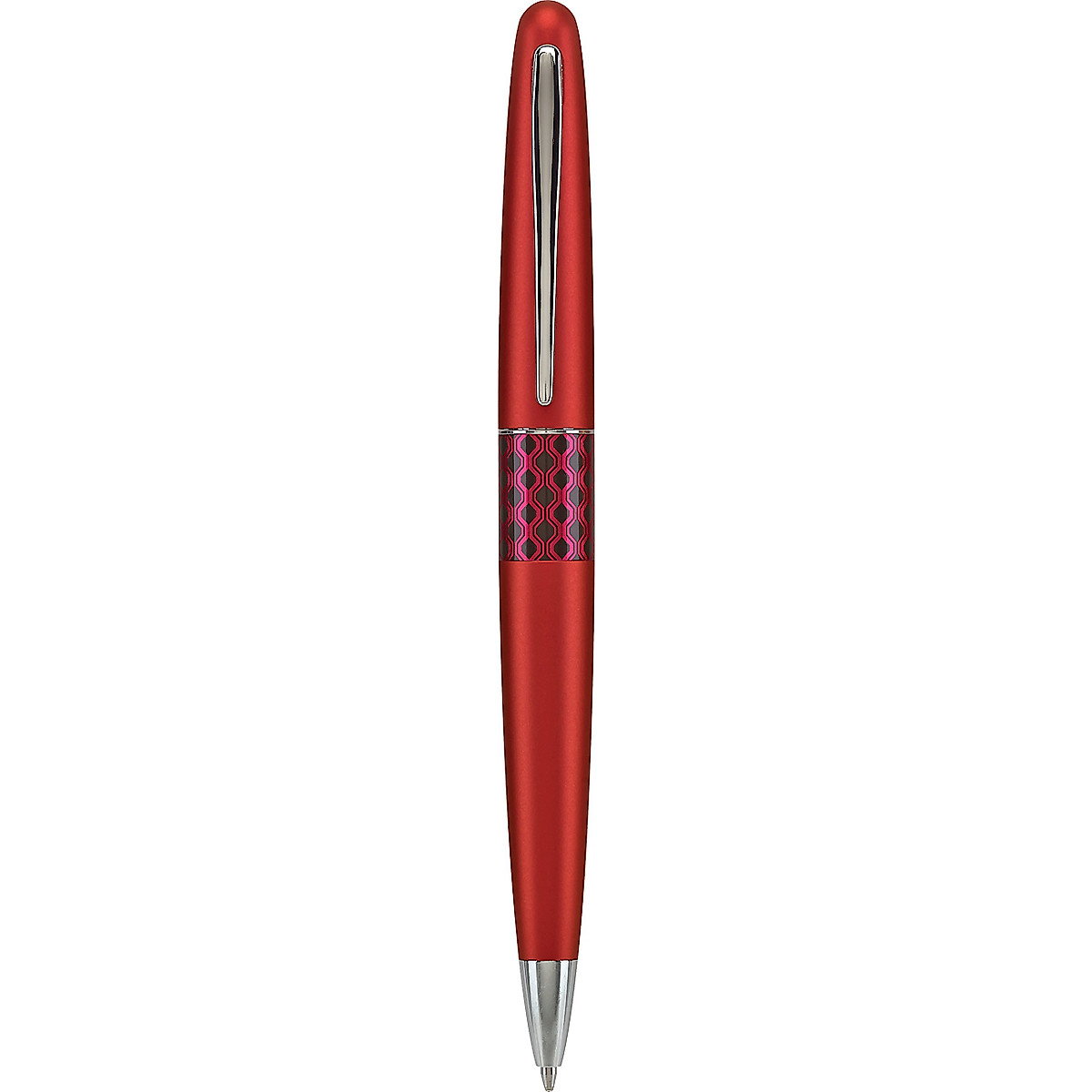 PILOT MR Retro Pop Collection Ballpoint Pen in Gift Box, Red Barrel with Wave Accent, Medium Point Stainless Steel Nib, Refillable Black Ink (91422)