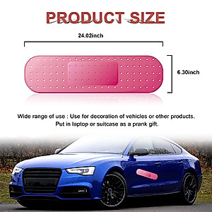Kewucn Large Funny Bandage Vinyl Decal, 24" x 6.3" Vehicle Giant Band Aid Bandage Dent Bump Cover, Dent and Scratch Cover Sticker, Bandage Bumper Sticker for Car Truck SUV RV Boat Window (Large-Red)