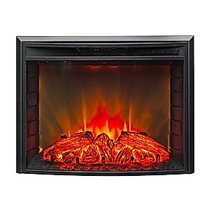 FIREBLAZE Electric Fireplace Eureka 26 inch - Curved Front Glass LED Fireplace Insert with Remote Control - Adjustable Heating, Sound, Brightness, Timer - 2-Way Recessed Installation - Heats 400 sq ft
