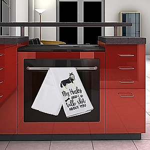LEVLO Husky Lovers Gift My Husky and I Talk Shit About You Kitchen Towel Dog Owner Dish Towel(My Husky)