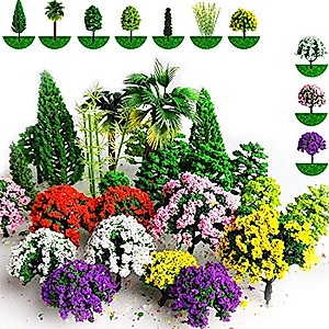 hatisan 37pcs Mixed Model Trees 1.45-5.5 inch (3.7 -14 cm), Ho Scale Trees Diorama Supplies, Model Train Scenery, Fake Trees for Projects, DIY Scenery Landscape Woodland Scenery - Multiple Type