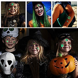 Halloween Tattoos for Kids, Trick or Treat Temporary Tattoos, Kids Glow in The Dark Waterproof Vampire, Human Skeleton, Horror Pumpkin, Witch, Alien Tattoo Stickers for Halloween Party Favor