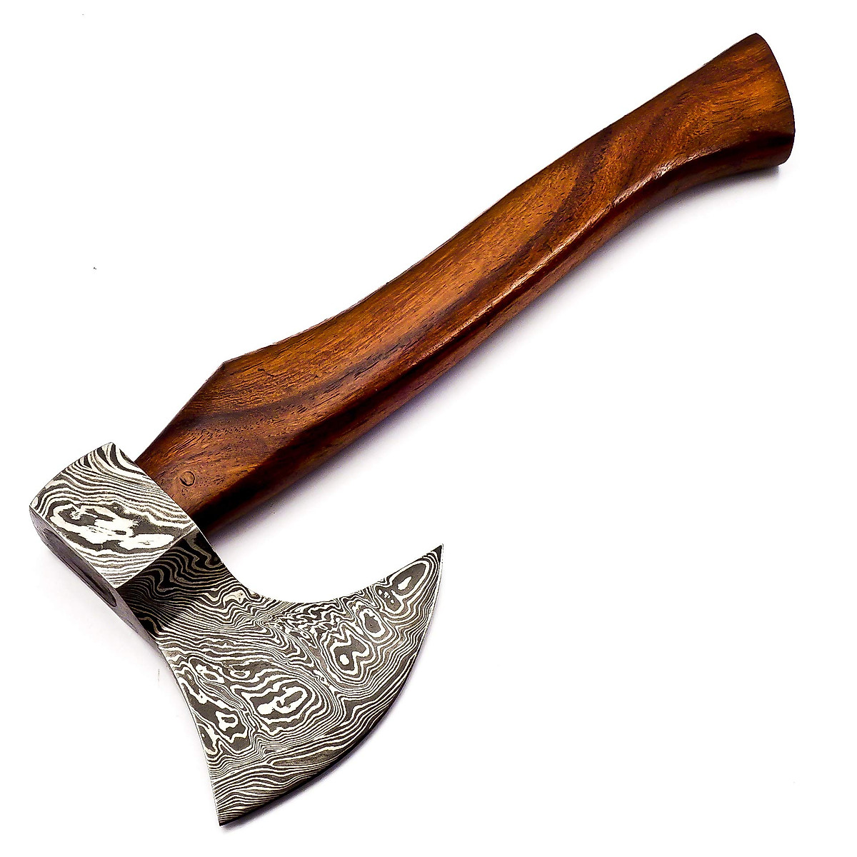 Skokie Knives Custom Damascus Steel Axes Hatchet Head Rose Wood Handle -Handmade Premium Quality Edge Fixed Blade – For Multipurpose–Ideal for Survival Hunting Camping Hiking Outdoor Every Day Carry