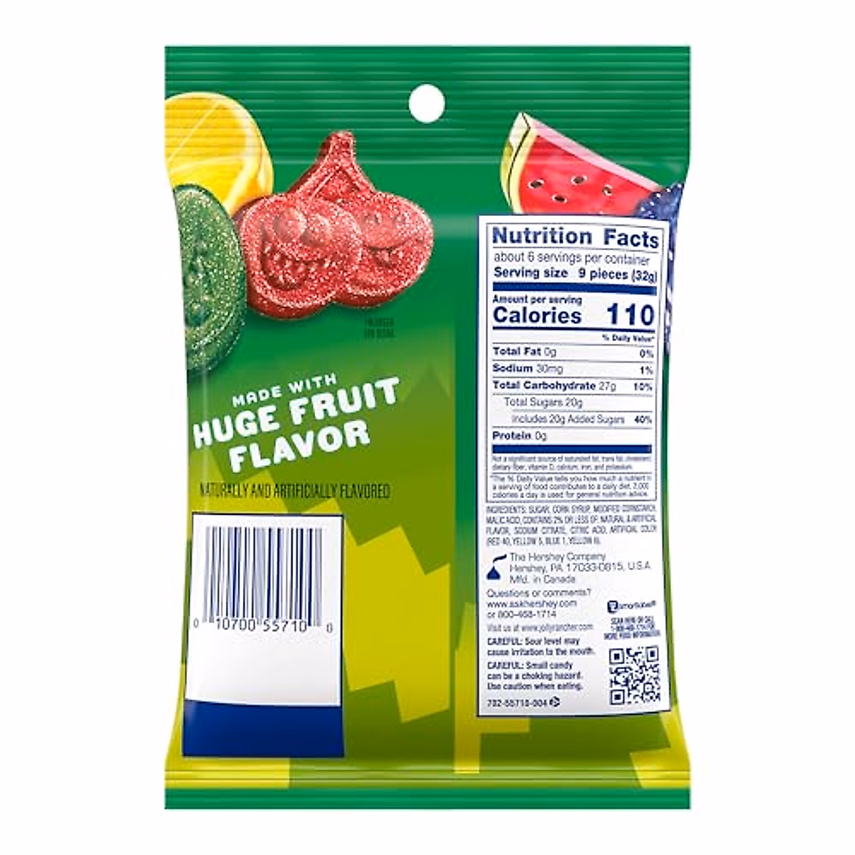 JOLLY RANCHER Sour Gummies Assorted Fruit Flavored Candy Bag, 6.5 oz