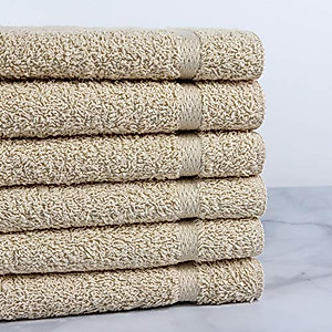 1888 Mills Crown Touch 100% Cotton, Microfiber Alternative, 24-Piece Utility Washcloth Set-Beige