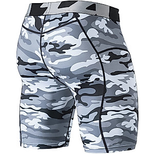 TSLA Men's Athletic Compression Shorts, Sports Performance Active Cool Dry Running Tights, Hyper Control Military Camo Grey, Small
