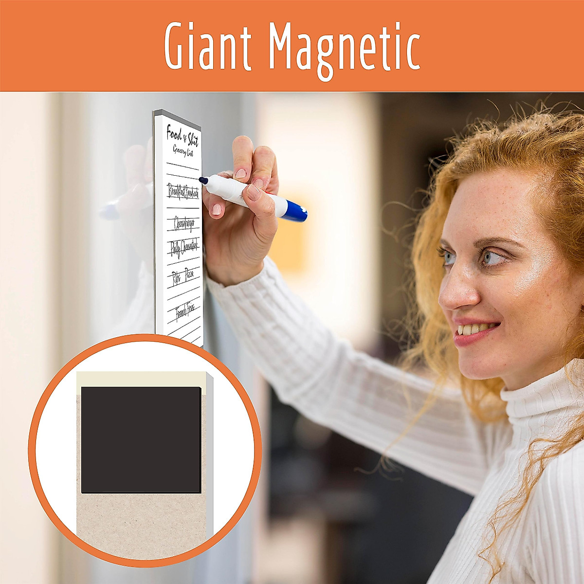 100 Pages Food&Shit Magnetic Back Funny Grocery List Planner Note Pad To Do List for Fridge Locker (3" x 8")