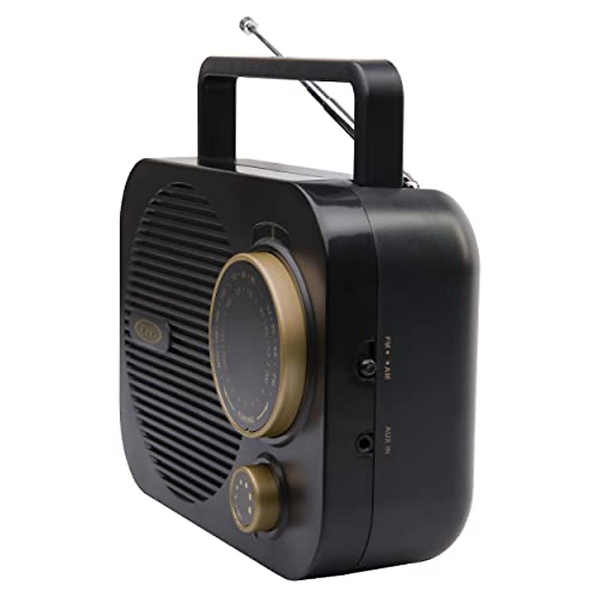 Jensen MR-550 Gold Modern Portable AM/FM Radio, Vintage Retro Rotary Dial with Built in Speakers + Aux Line-in, Power Plug or 4 x ‘C’ Batteries - (Limited Edition)