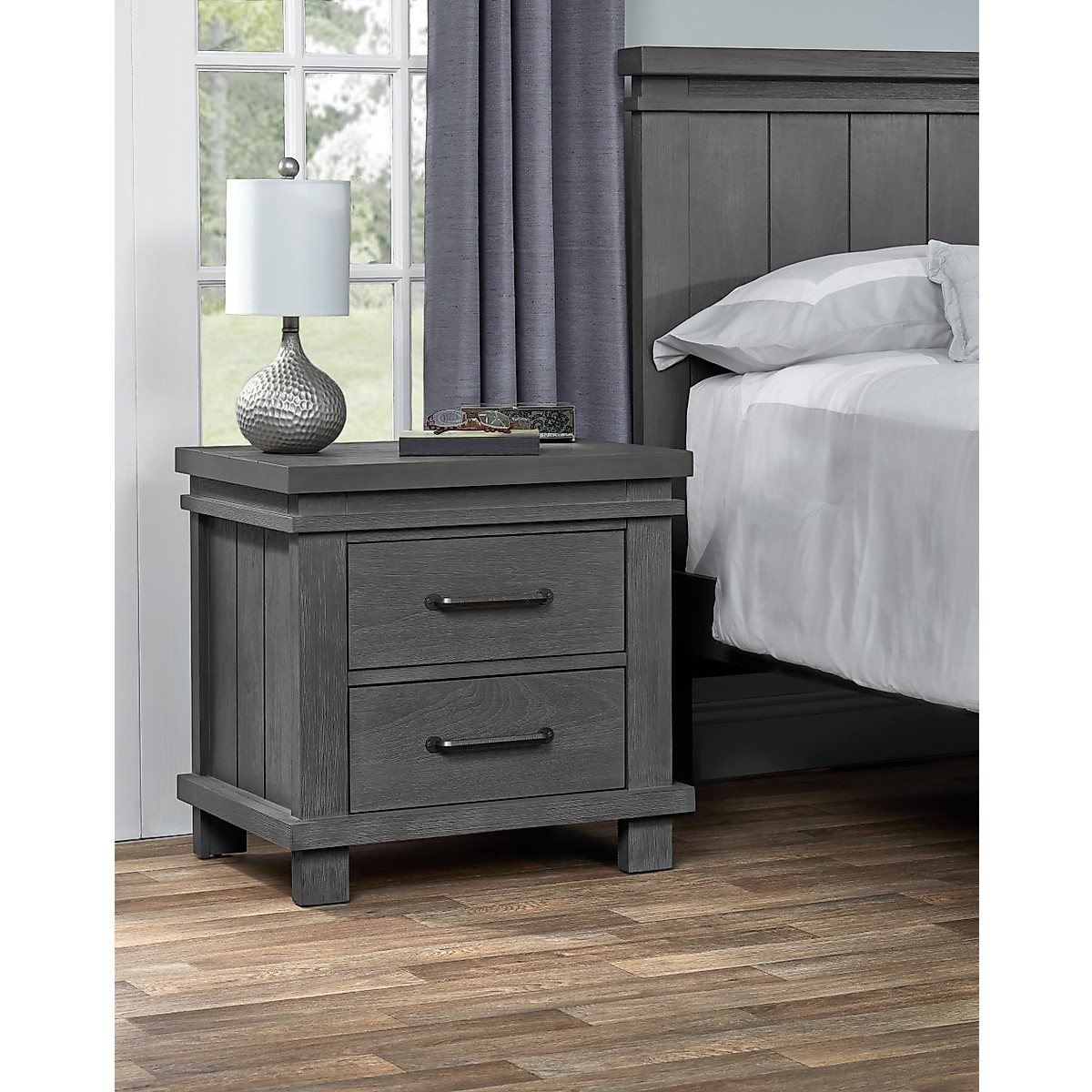 Soho Baby 43022210 Hampton Premium Soft Closing 2-Drawer Nightstand, Wire Brush Canyon Gray Finish