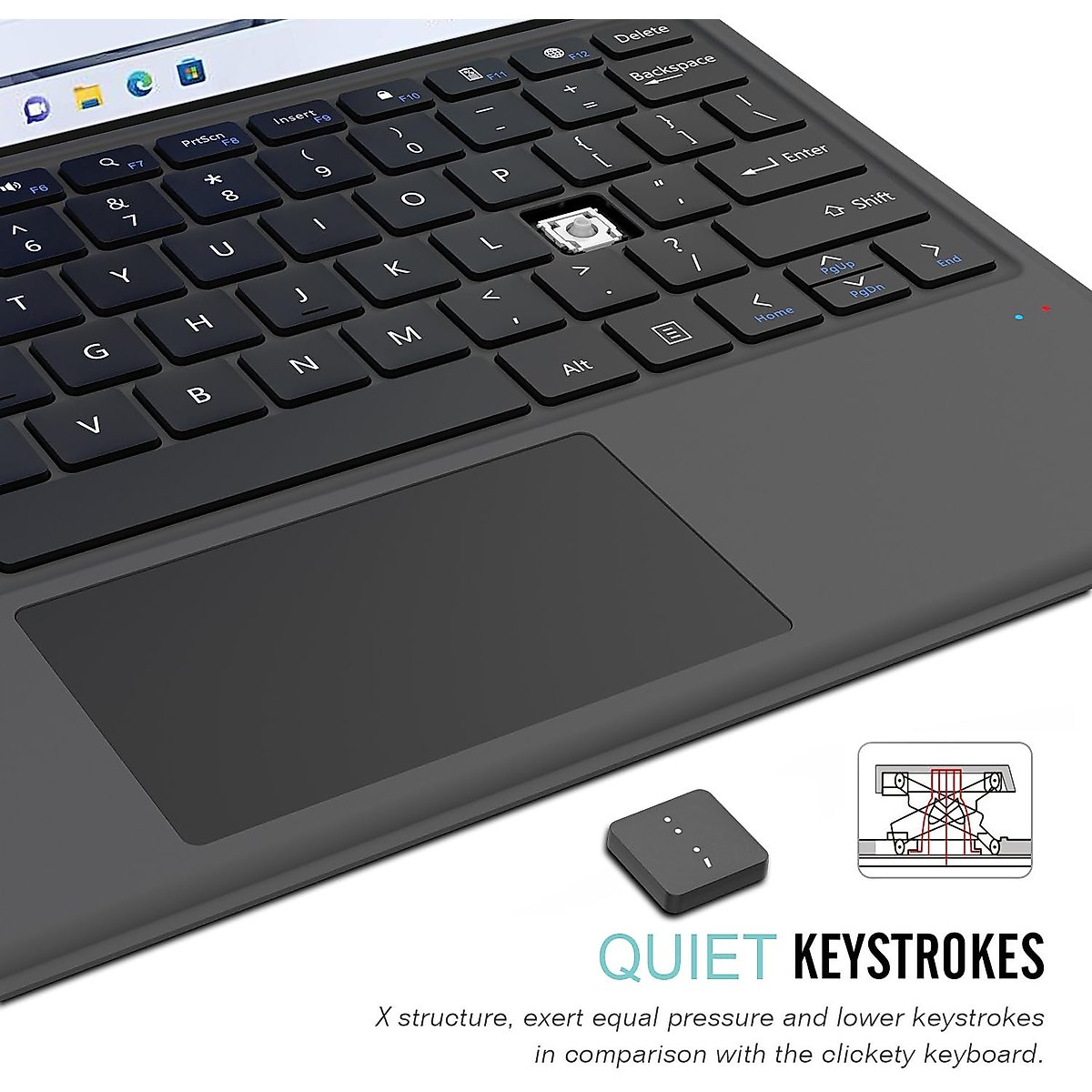 Arteck Microsoft Surface Pro Keyboard Type Cover, Ultra-Slim Portable Bluetooth Wireless Keyboard for Latest Surface Pro 10, Pro 9, Pro 8, Pro X with Touchpad Built-in Rechargeable Battery