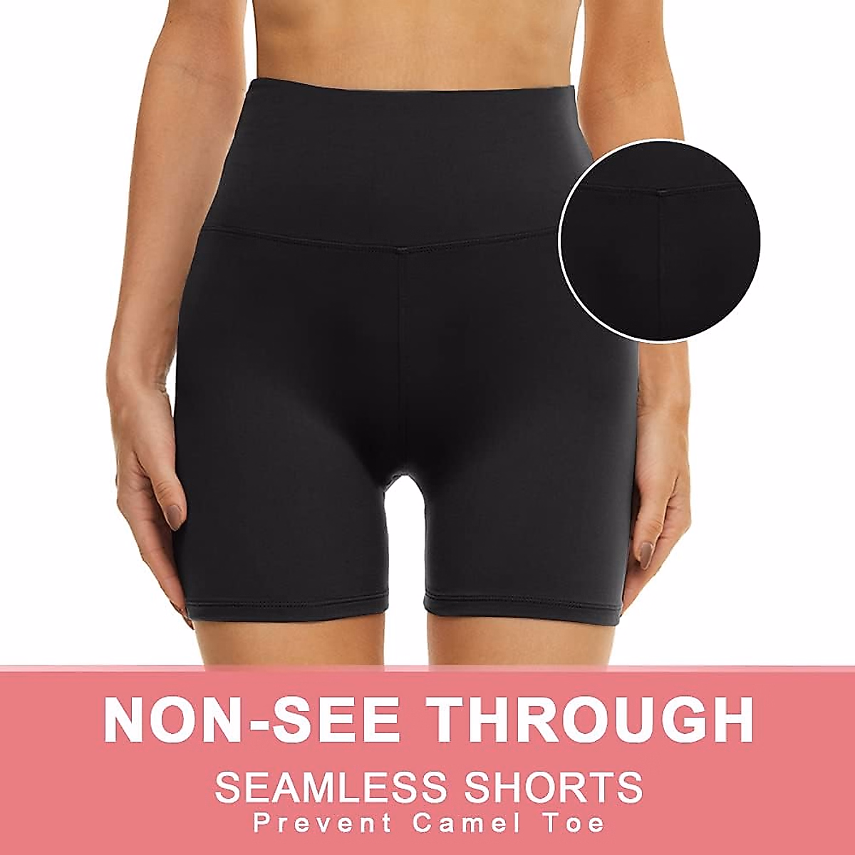 CAMPSNAIL 2 Pack Biker Shorts Women - 5" High Waist Workout Tummy Control Spandex Shorts for Gym Athletic Yoga