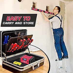 FORCA Foldable Level, Magnetic Folding Level Tool, Multi-Angle Measurement Woodworking Tools, Multi-Function Portable Level Measuring Tool with 4 Level Bubbles 45°/90°/180° + Pocket Level